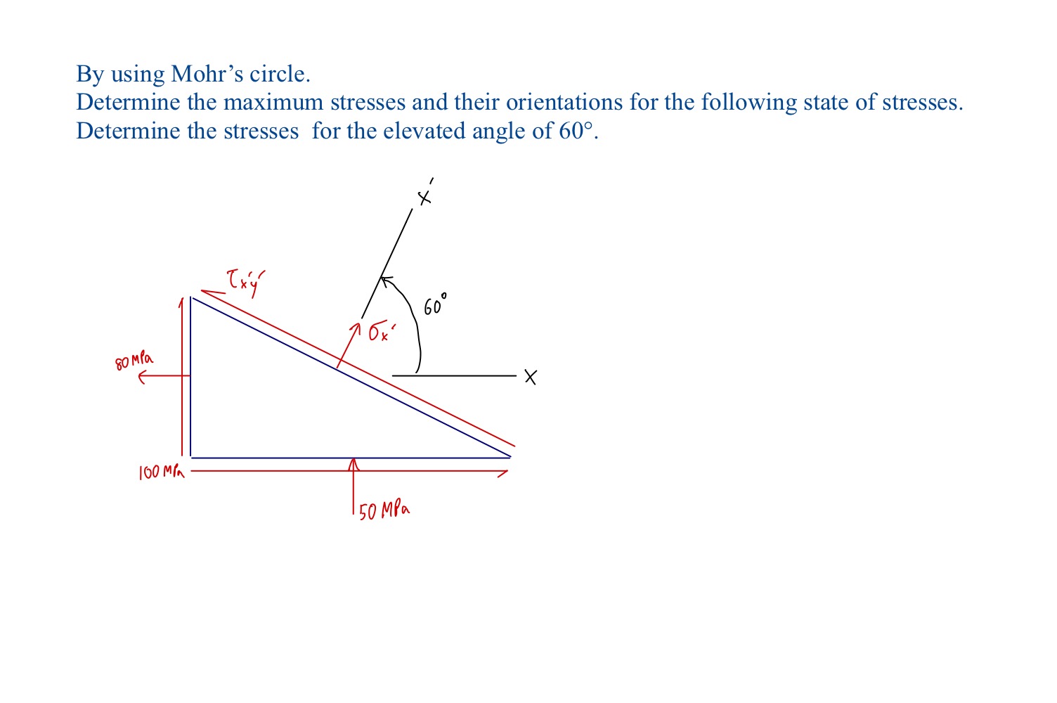 Solved By ﻿using Mohr's circle.Determine the maximum | Chegg.com