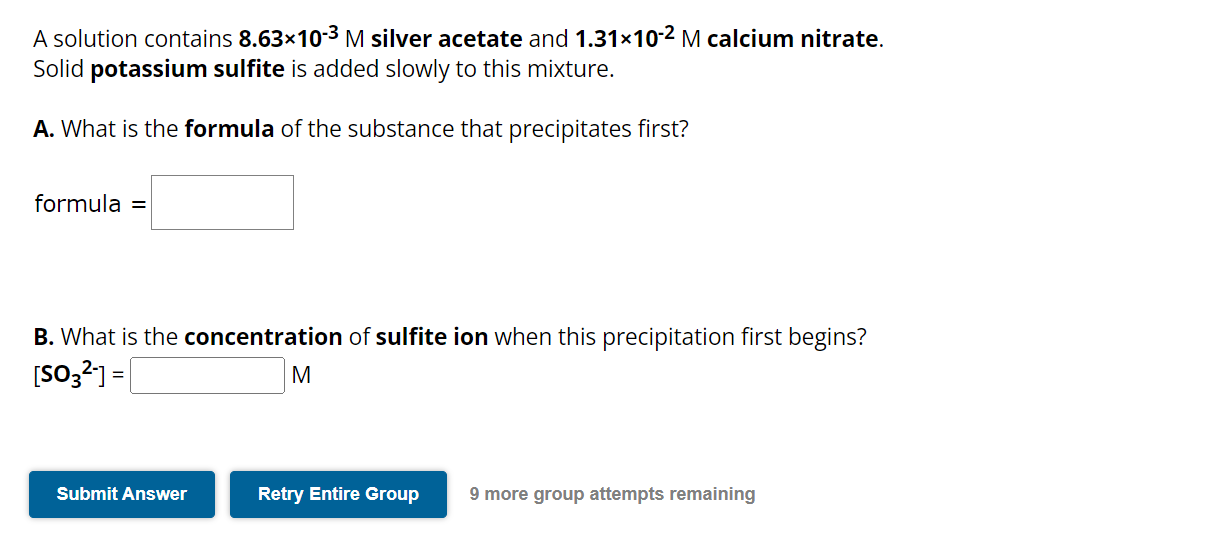 Solved A solution contains 8.63×10−3M silver acetate and | Chegg.com