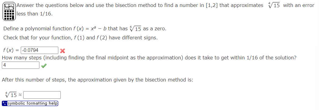 Answer the questions below and use the bisection | Chegg.com