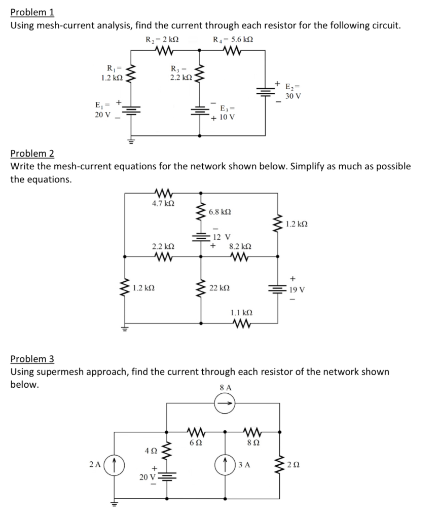 Solved Problem 1 Using mesh-current analysis, find the | Chegg.com Solved Problem 1 Using mesh-current analysis, find the | Chegg.com