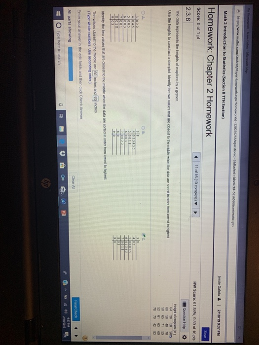 Solved The data represents the heights of eruptions by a | Chegg.com