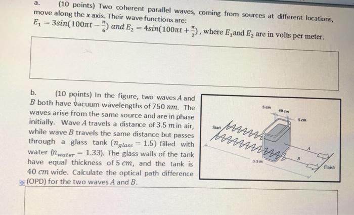 Solved Two coherent parallel waves, coming from sources at | Chegg.com