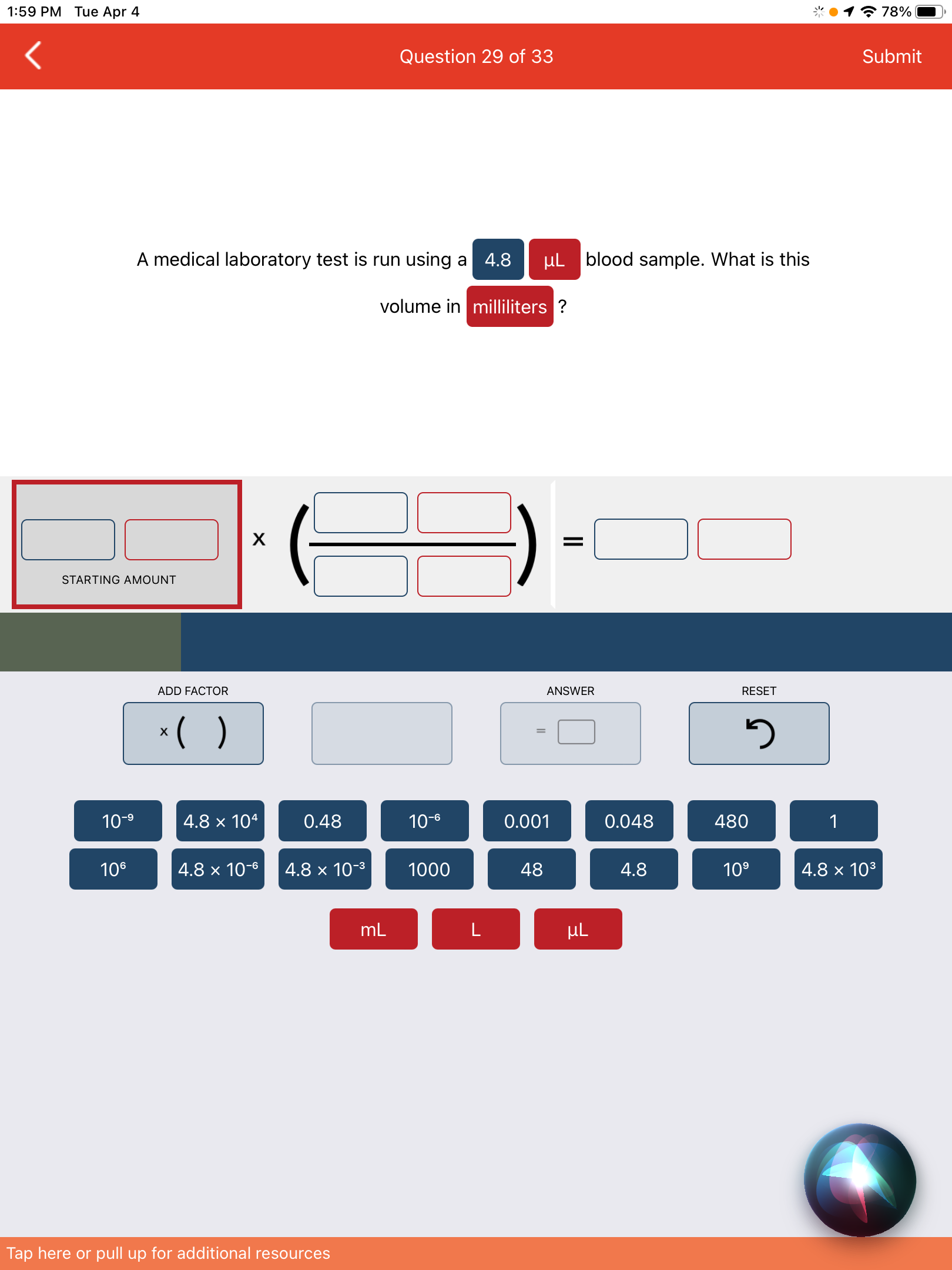 Solved A medical laboratory test is run using a 4.8 blood | Chegg.com