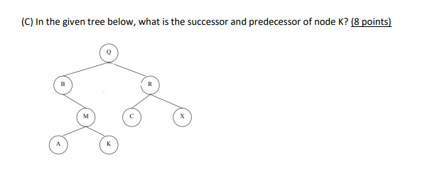 Solved (C) In the given tree below, what is the successor | Chegg.com