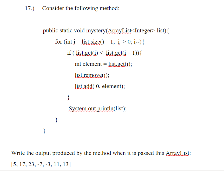 Solved Consider the following method: public static void | Chegg.com