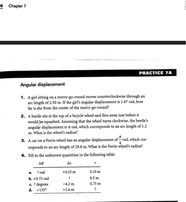 Solved 6 Chapter 7 PRACTICE 7A Angular displacement A girl | Chegg.com