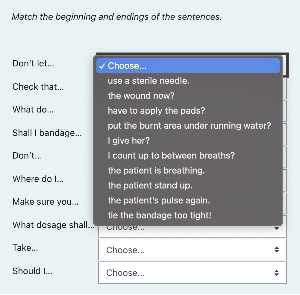 Solved Match the beginning and endings of the sentences. | Chegg.com