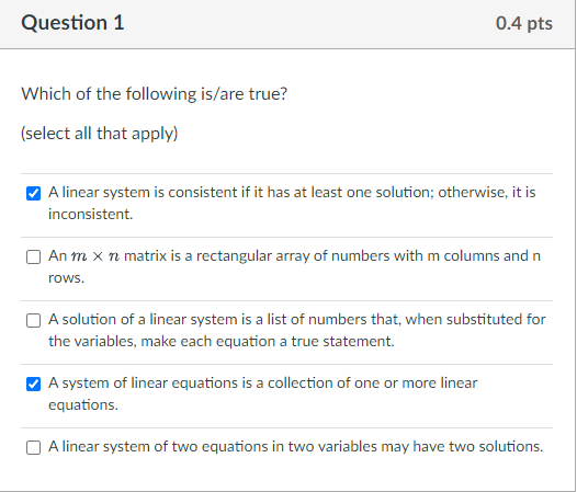 Solved hich of the following is/are true? elect all that | Chegg.com