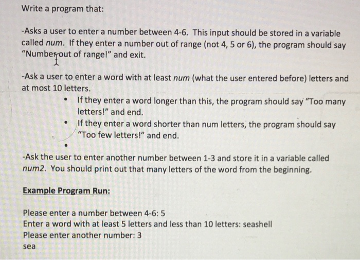 Solved Write A Program That Asks A User To Enter A Number