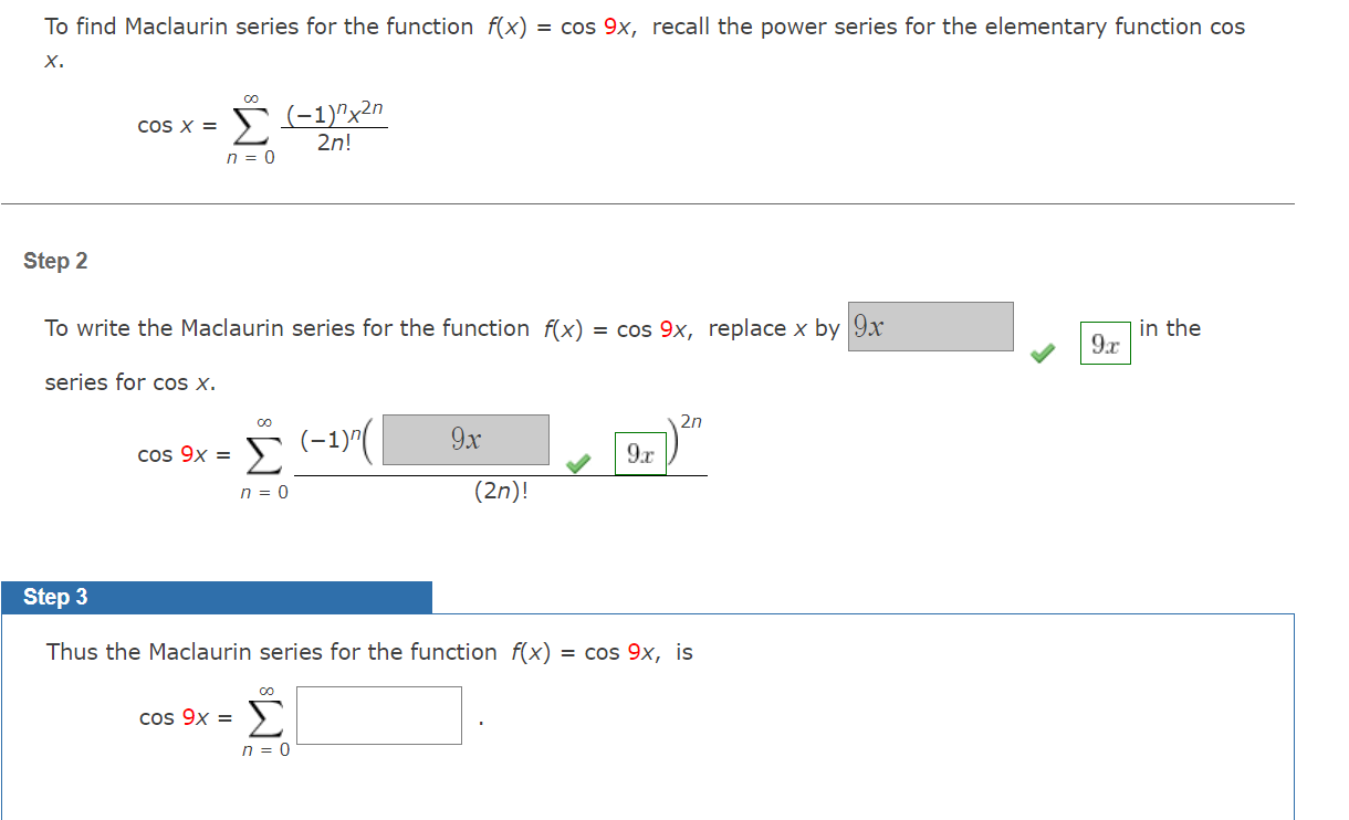 Solved To find Maclaurin series for the function f(x) = cos | Chegg.com