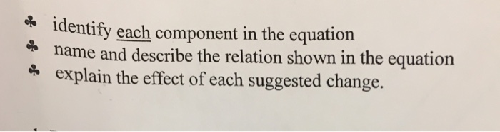 Solved identify each component in the equation name and | Chegg.com