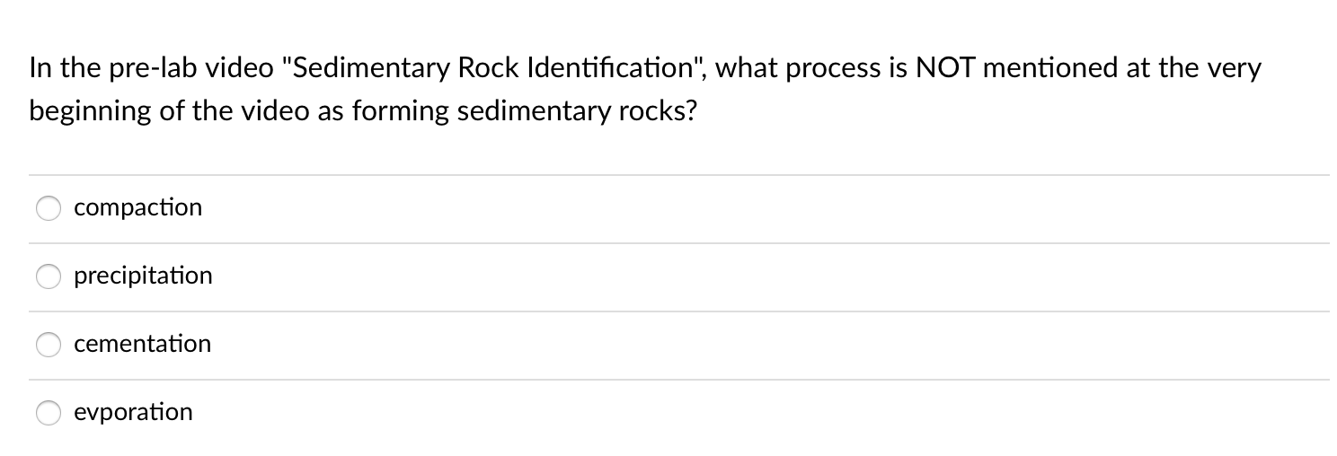 Solved In the pre-lab video "Sedimentary Rock | Chegg.com