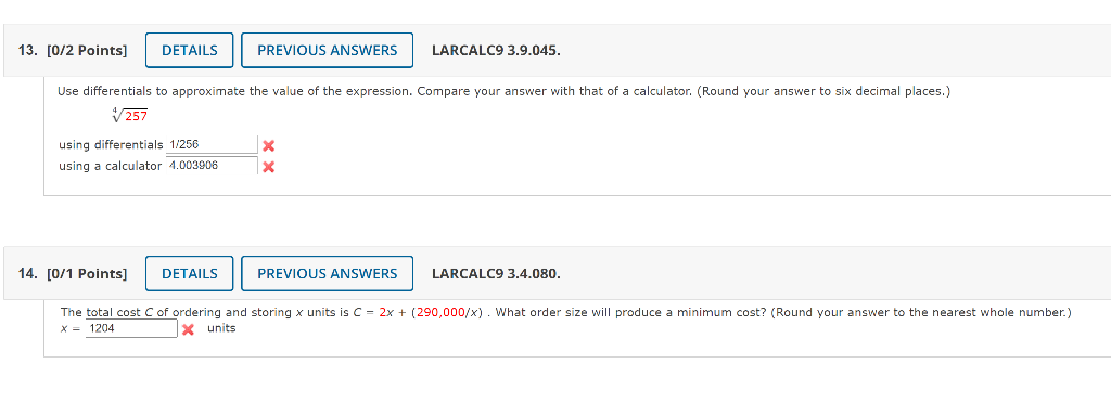 Solved 13. [0/2 points) DETAILS PREVIOUS ANSWERS LARCALC9 | Chegg.com