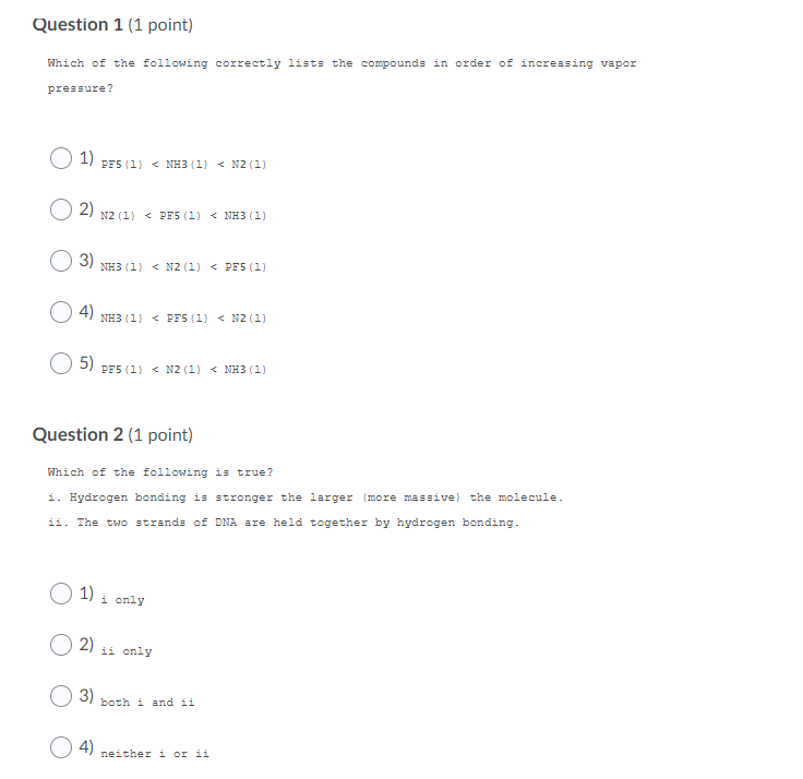 Solved Question 1 (1 point) Which of the following correctly | Chegg.com
