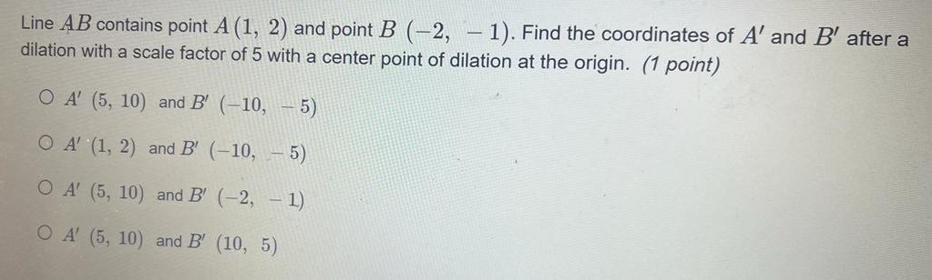 Solved Line AB contains point A(1,2) and point B(−2,−1). | Chegg.com