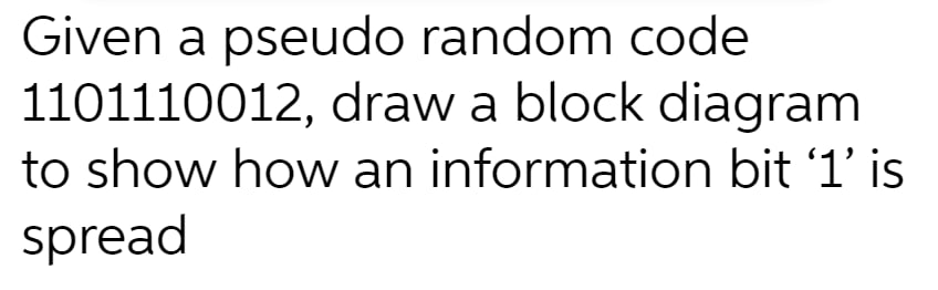 Solved Given a pseudo random code 1101110012, draw a block | Chegg.com