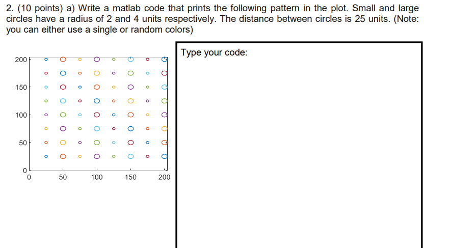 Solved 2. (10 points) a) Write a matlab code that prints the | Chegg.com