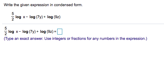 Solved Write the given expression in condensed form. 8 을 5 2 | Chegg.com