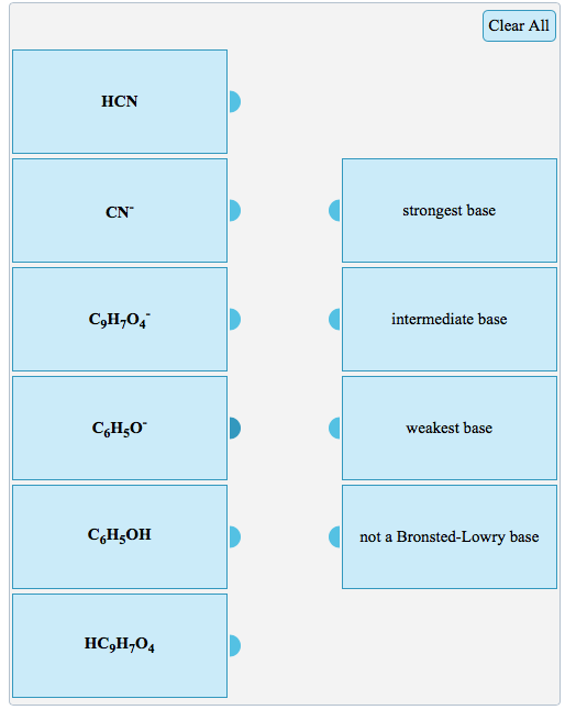 Solved Clear All HCN strongest base C,H-04 intermediate base | Chegg.com