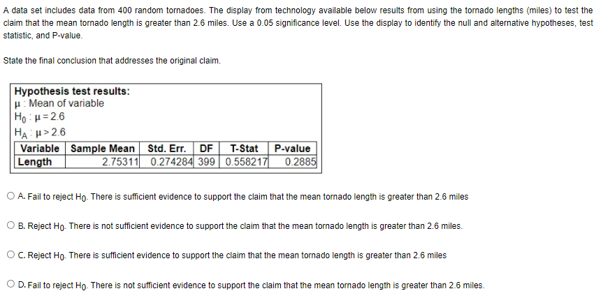 Solved A data set includes data from 400 random tornadoes. | Chegg.com