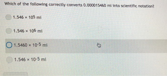Solved Which Of The Following Correctly Converts 0000015460 