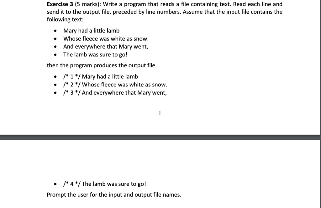 Solved Exercise 3 (5 marks): Write a program that reads a | Chegg.com