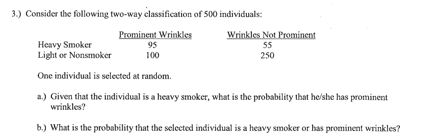 Solved 3.) Consider the following two-way classification of | Chegg.com