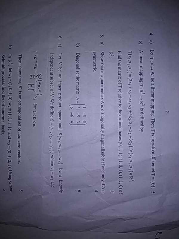 Solved 2 Let T:v→w be a linear mapping. Then T is injective | Chegg.com