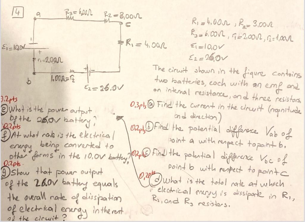 Solved R1=4,00Ω,R2=3,00Ω R3=6,00Ω,r1=2,00Ω,r2=1,00Ω ε1=10,0 | Chegg.com
