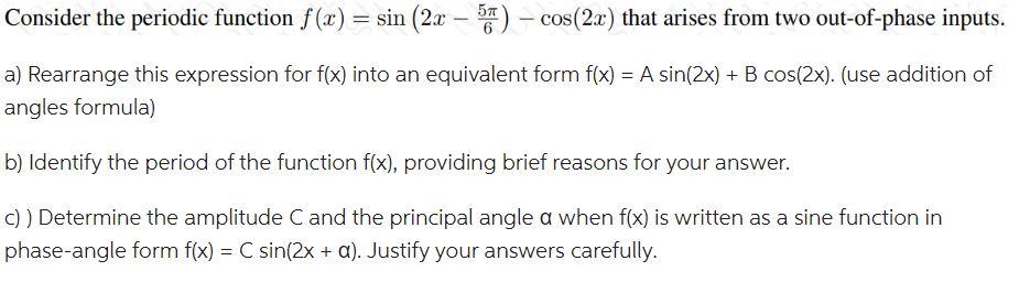Solved Consider the periodic function | Chegg.com