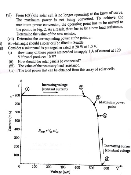 Solved A solar cell is connected to a resistive load. The | Chegg.com