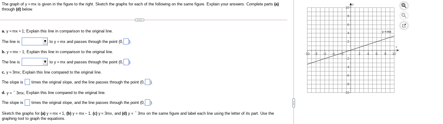 Solved The graph of y=mx is given in the figure to the | Chegg.com
