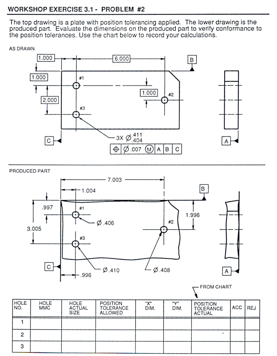 Solved The top drawing is a plate with position tolerancing | Chegg.com