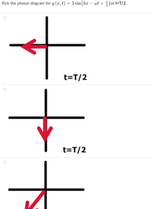 Solved Pick the phasor diagram for y(x,t)=3sin(kx−ωt+4π) at | Chegg.com