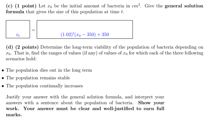 Solved (c) (1 point) Let x0 be the initial amount of | Chegg.com
