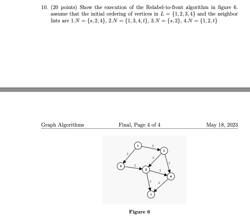 Solved 10. (20 points) Show the execution of the | Chegg.com