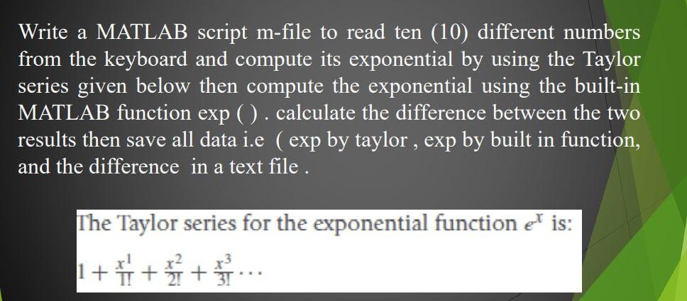 Solved Write A Matlab Script M File To Read Ten 10 