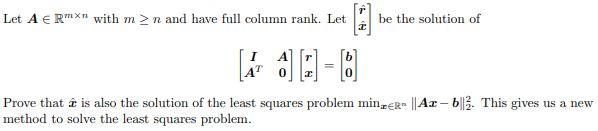 Solved Let A Rmx with m> n and have full column rank. Let be | Chegg.com