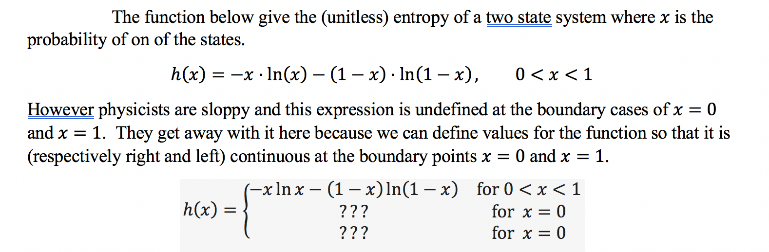 Solved The function below give the (unitless) entropy of a | Chegg.com