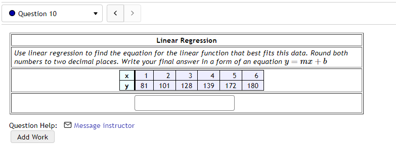 Solved Use linear regression to find the equation for the | Chegg.com