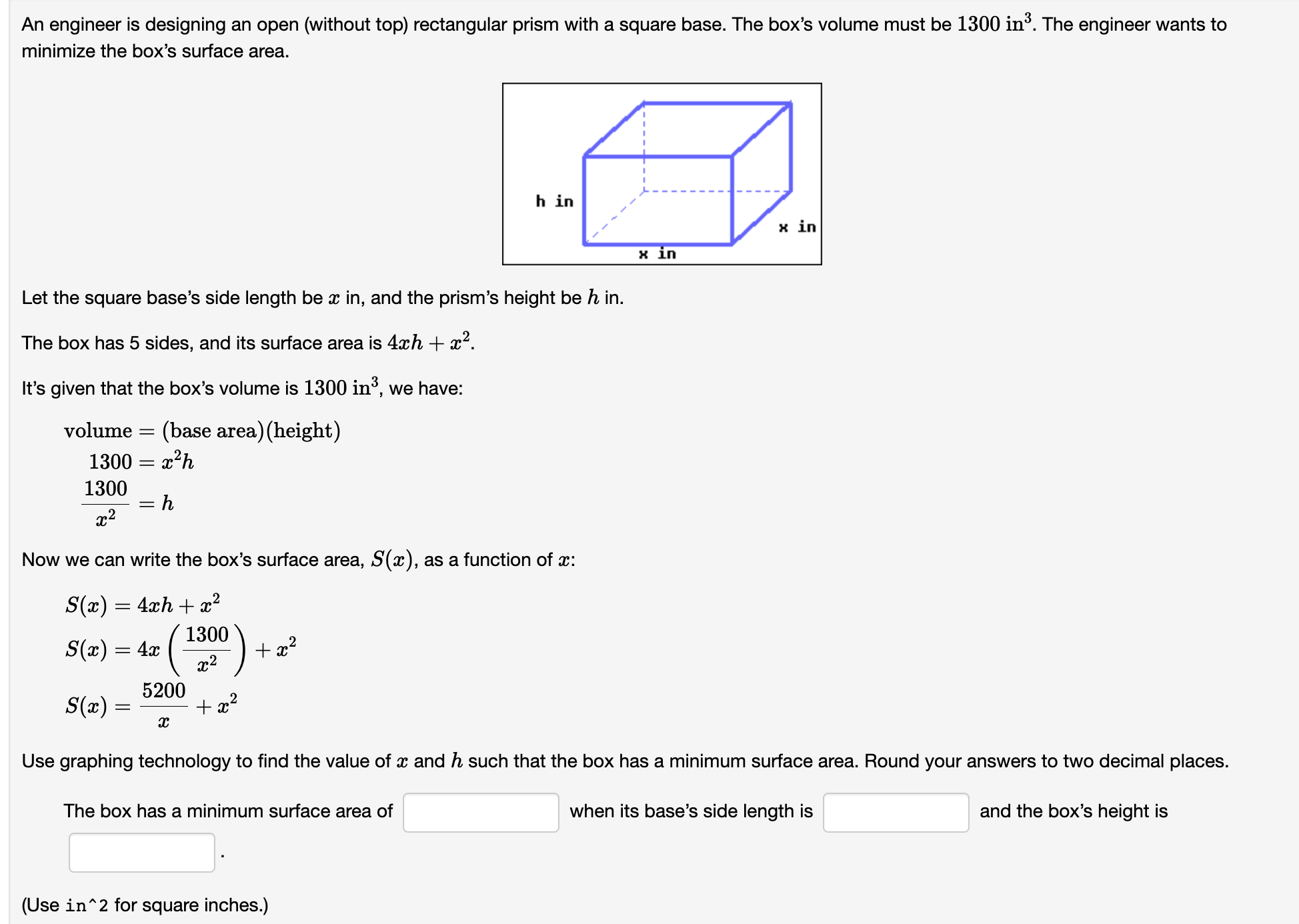 Solved An engineer is designing an open (without top) | Chegg.com