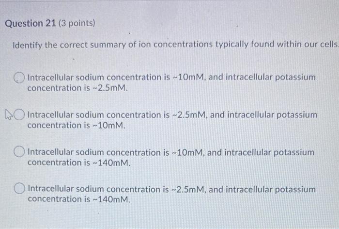 Solved Identify the correct summary of ion concentrations | Chegg.com