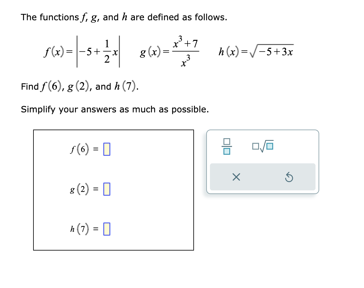 Solved The functions f,g, and h are defined as follows. | Chegg.com