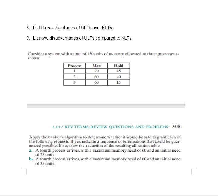 Solved 8. List three advantages of ULTs over KLTs. 9. List | Chegg.com