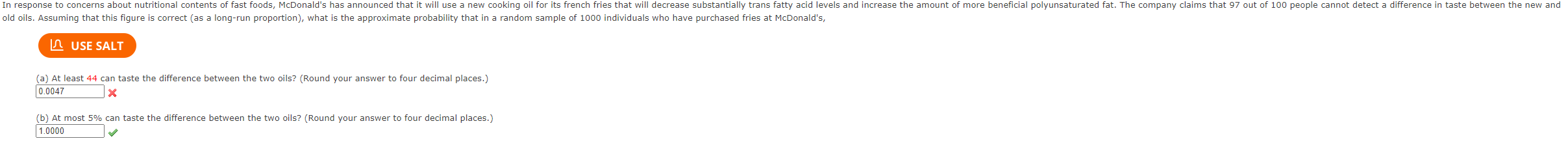 Solved (a) At least 44 can taste the difference between the | Chegg.com