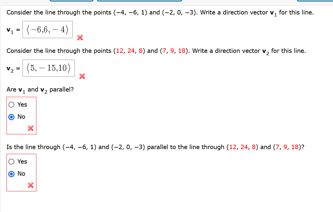 Solved v1= Consider the line through the points (12,24,8) | Chegg.com