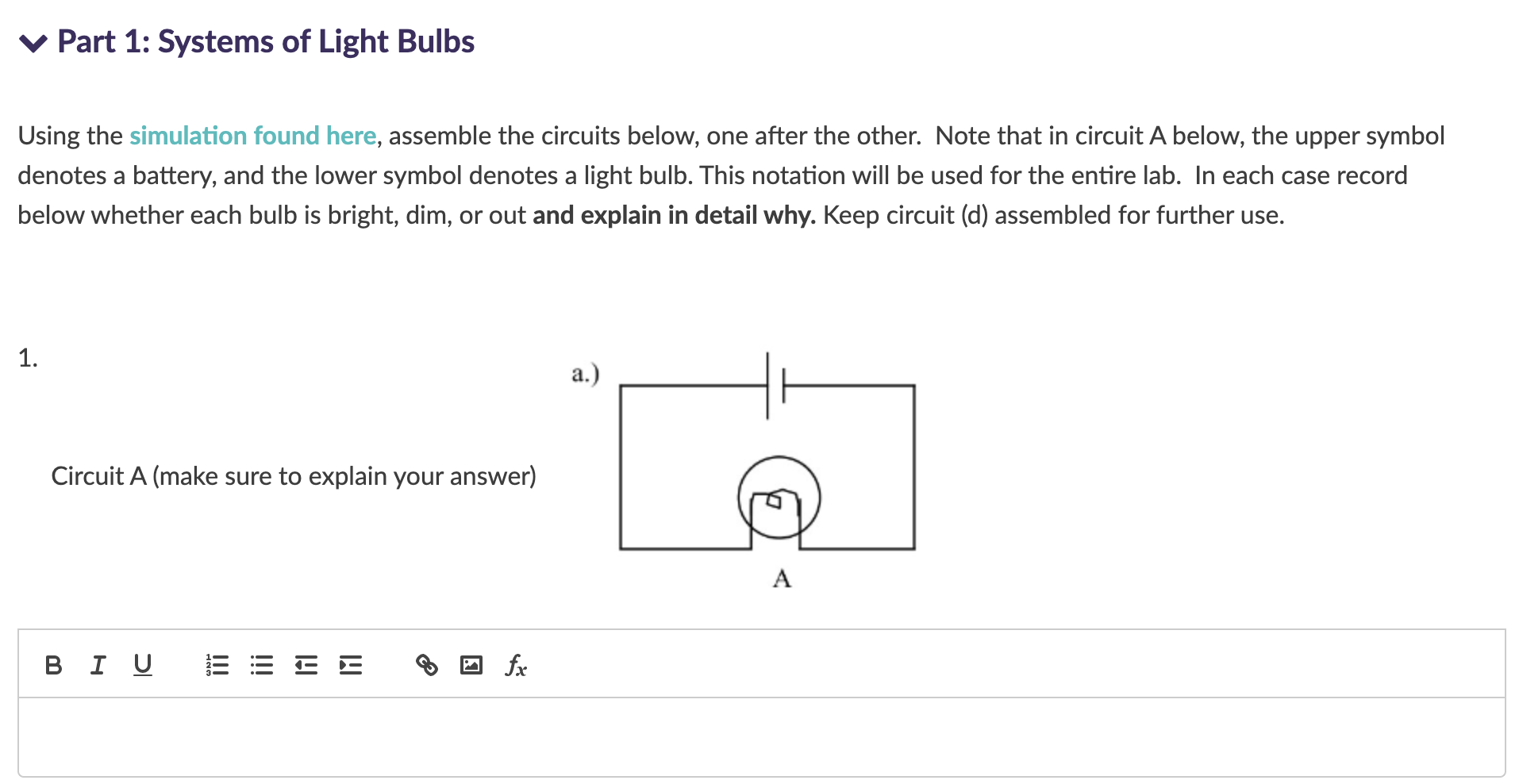 Solved Part 1: Systems of Light Bulbs Using the simulation | Chegg.com