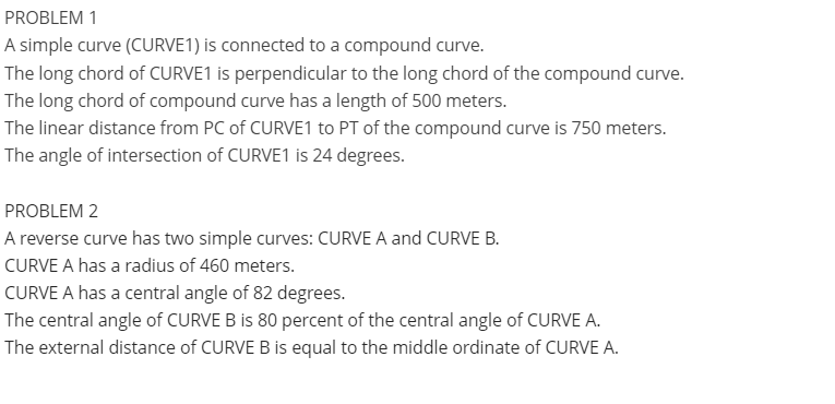 Solved PROBLEM 1 A simple curve (CURVE1) is connected to a | Chegg.com