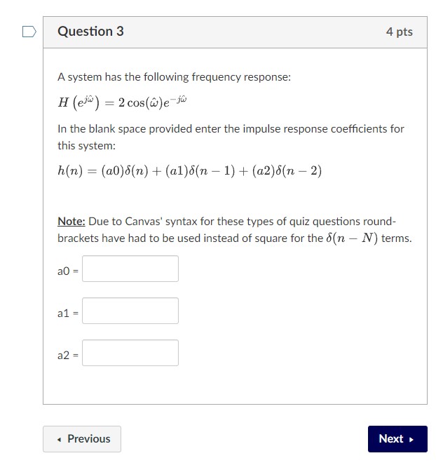 Solved A system has the following frequency response: | Chegg.com