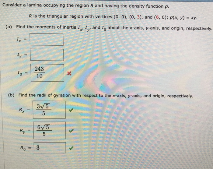 Solved Consider a lamina occupying the region R and having | Chegg.com